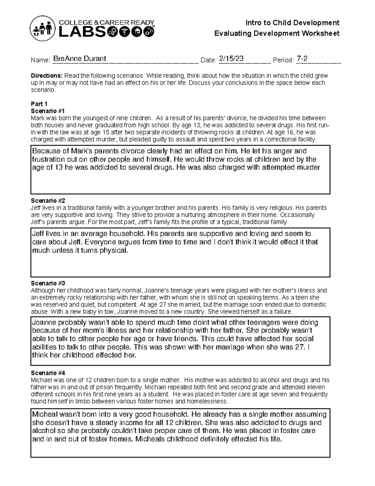 Child development CTE assignment - Name ...