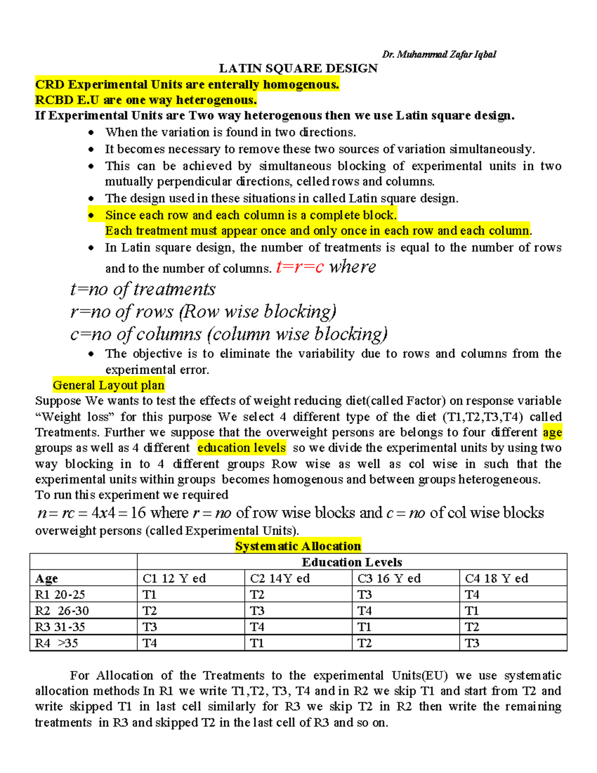 **STAT 101: Latin Square Design Analysis and Methodology** - Studocu