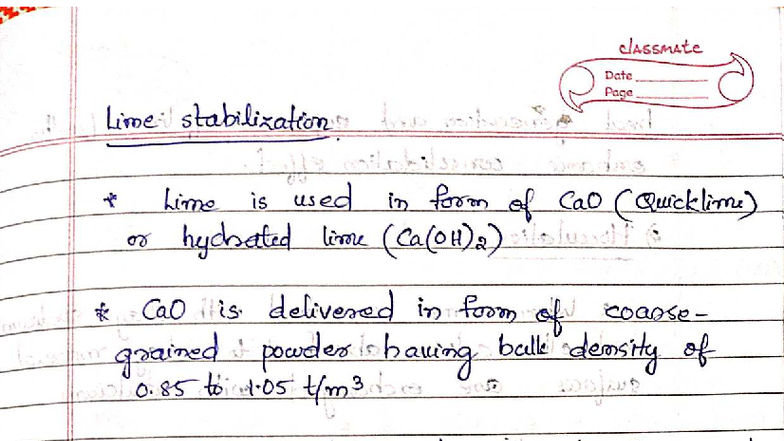Lime Stabilization Techniques - CE 101 Lecture Notes - Studocu