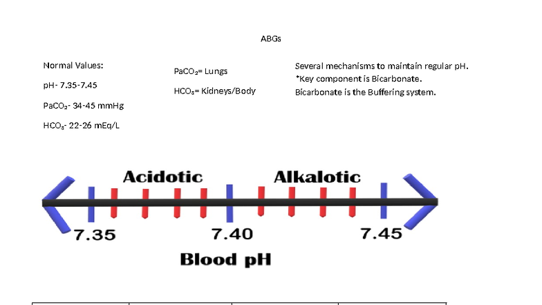 ABG Help: Normal Values & Compensation Mechanisms - Studocu