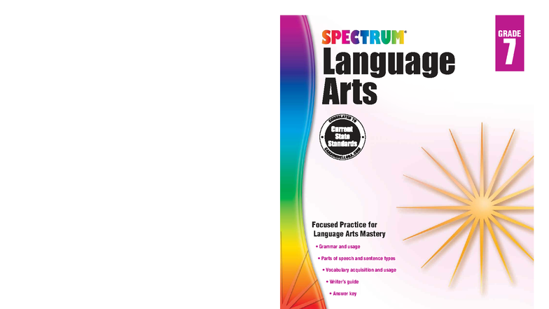 Spectrum ELA 7 - Grammar and Parts of Speech Review Materials - Studocu