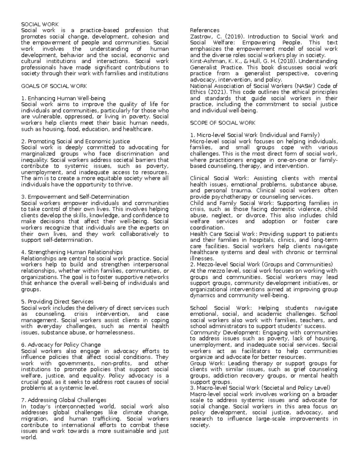 SOCW 101: Overview of Social Work Goals and Practices - Studocu