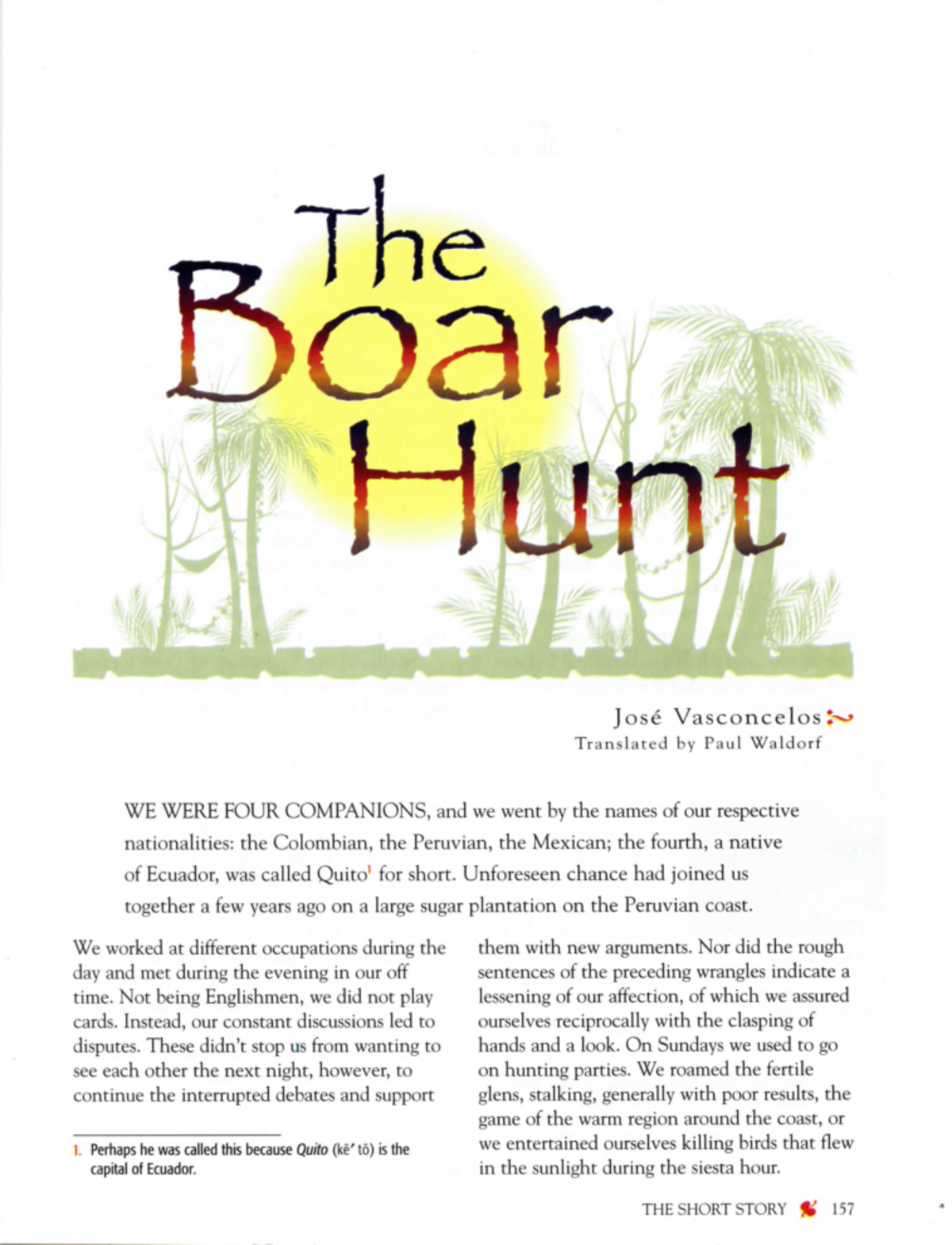 The Boar Hunt: A Short Story by José Vasconcelos - Studocu