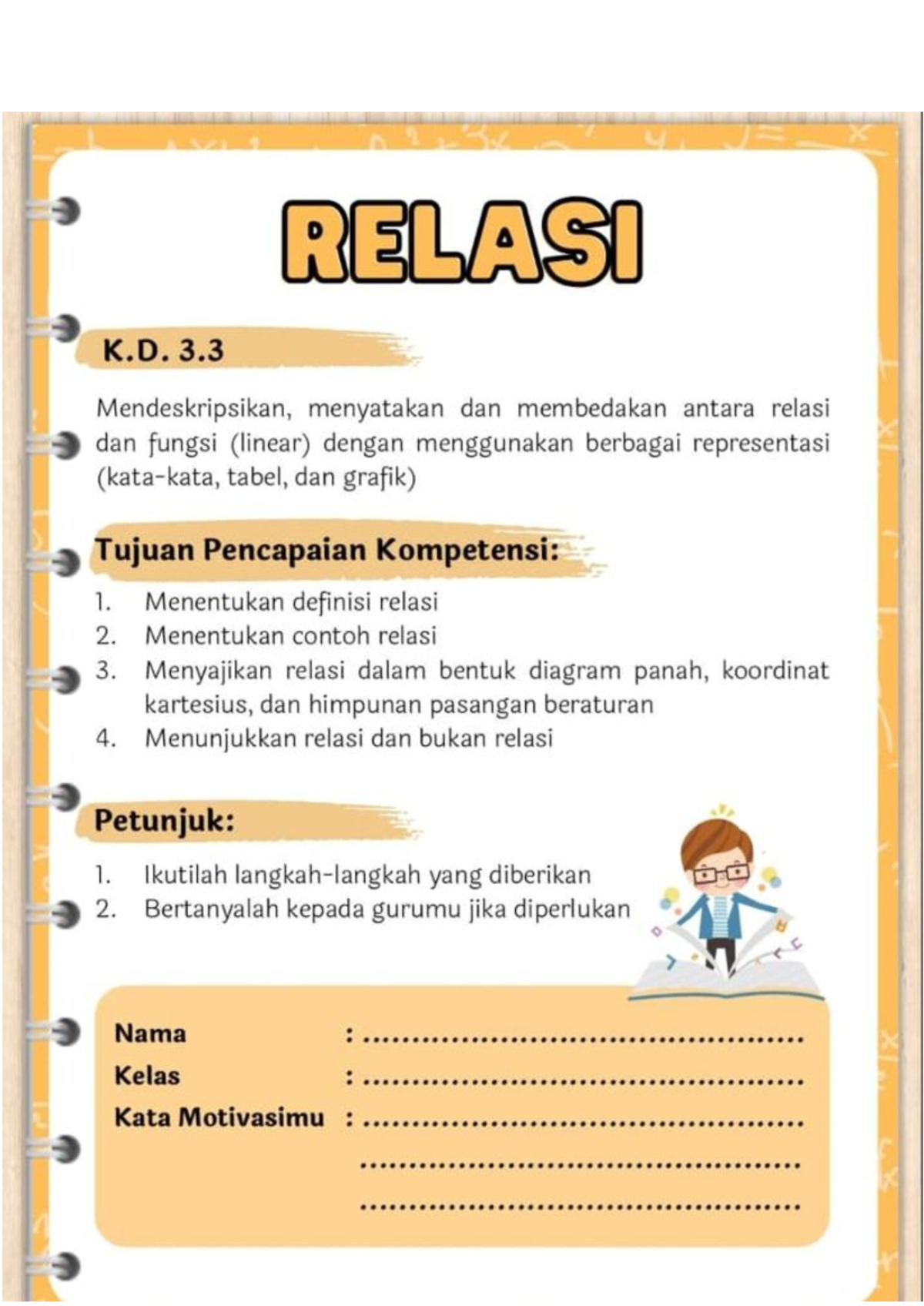 LKP Relasi K.D. 3.3: Mendeskripsikan Relasi dan Fungsi (Linear) - Studocu