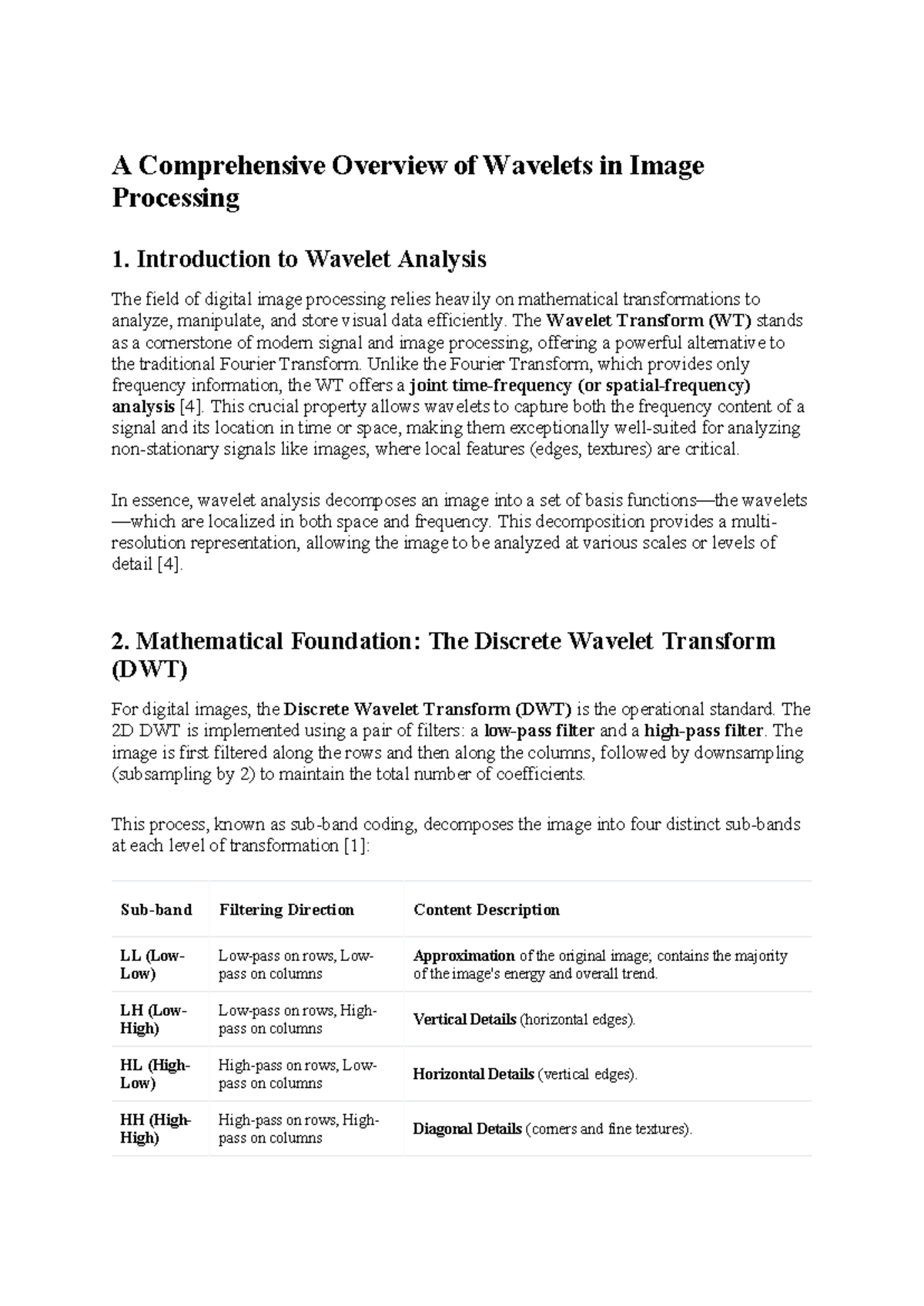 Wavelet Transform in Image Processing: A Detailed Study - Studocu