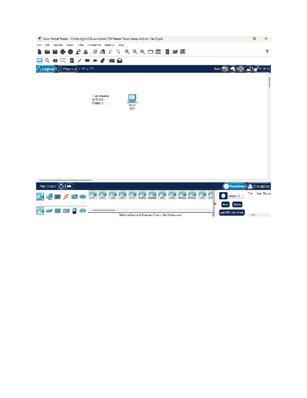 CYB 210 Module 1: Cisco Packet Tracer Setup Activity Guide - Studocu