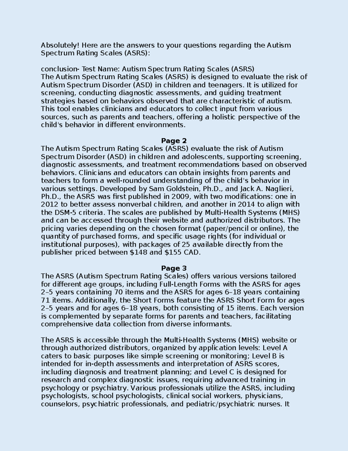 ASRS Overview: Autism Spectrum Rating Scales Insights and Applications ...