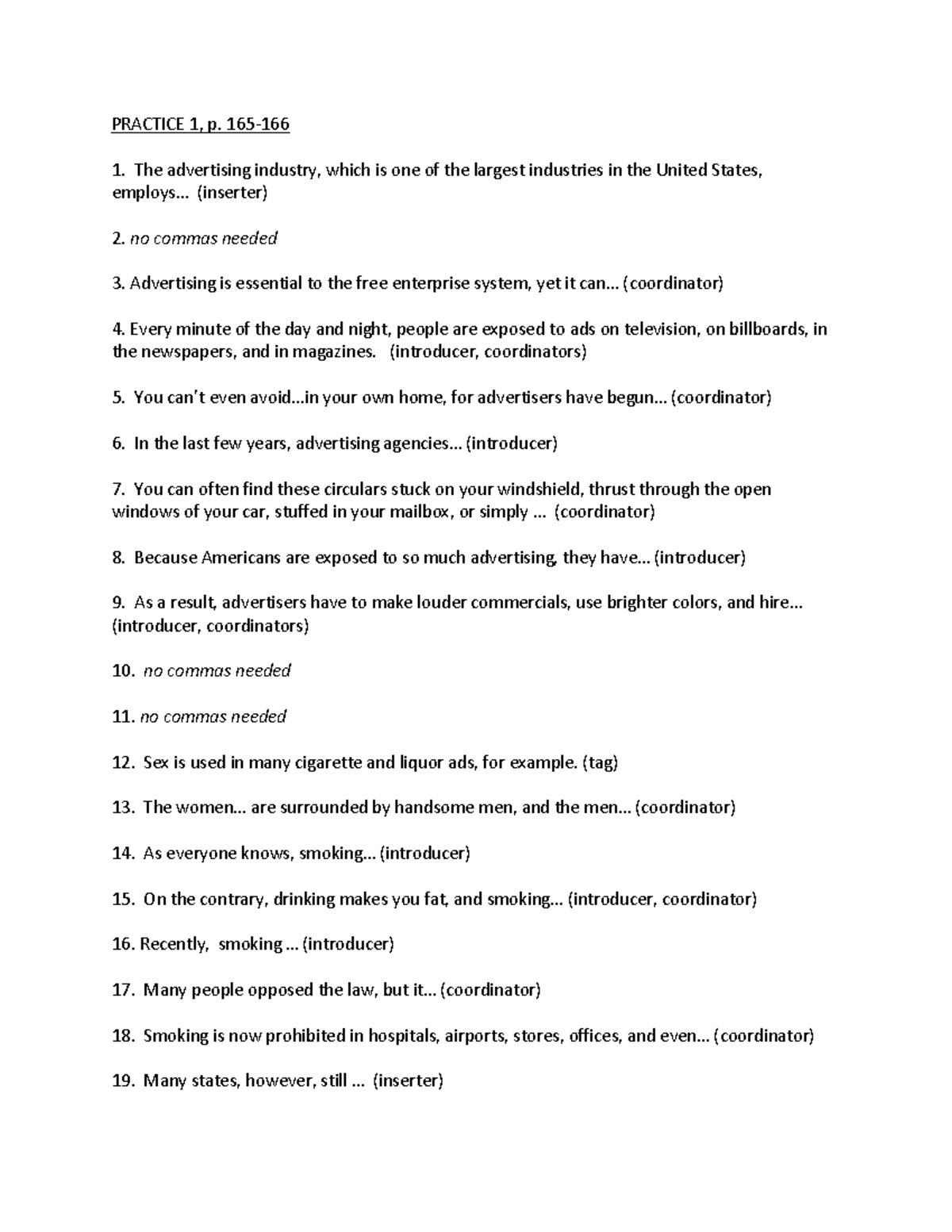 Unit 4 Punctuation Practice Answer Key (p. 165-168) - Studocu