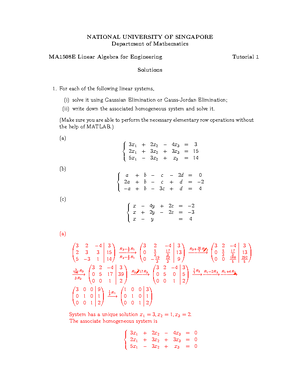 Chapter 1 - MA1508E: Linear Algebra for Engineering Chapter 1: Linear Systems 1 Introduction to ...