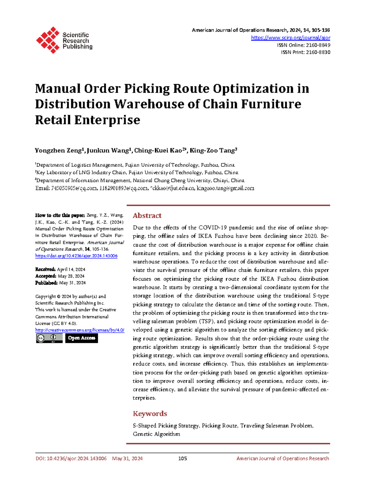 Manual Order Picking Route Optimization in IKEA Fuzhou Warehouse (2024 ...