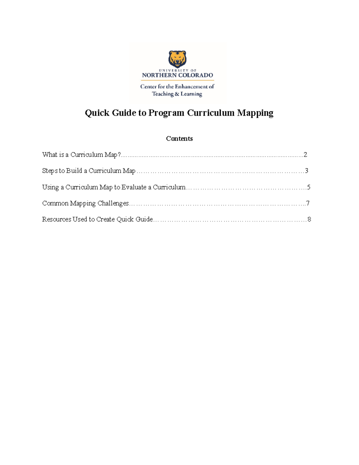 Curriculum Mapping Guide: Quick Resource for Program Evaluation - Studocu