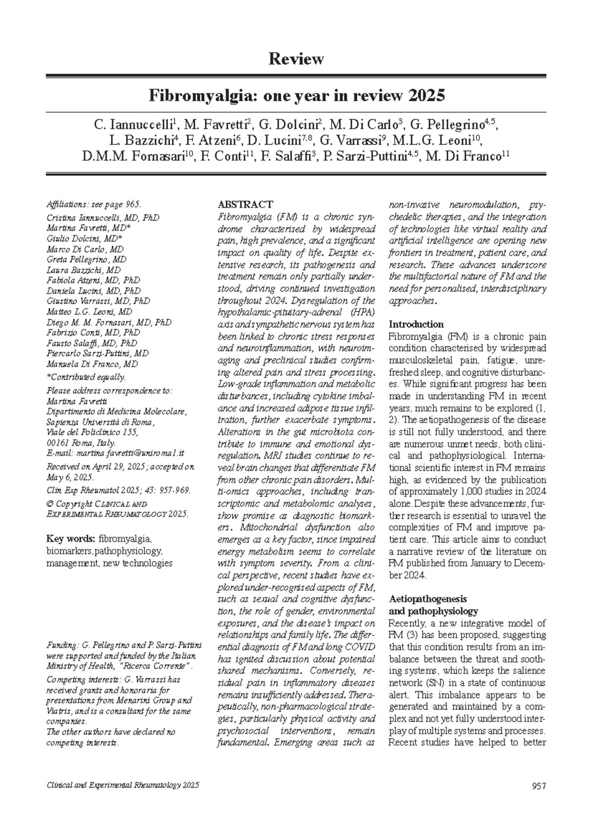 Fibromyalgia: A Comprehensive Review of 2024 Research Advances - Studocu