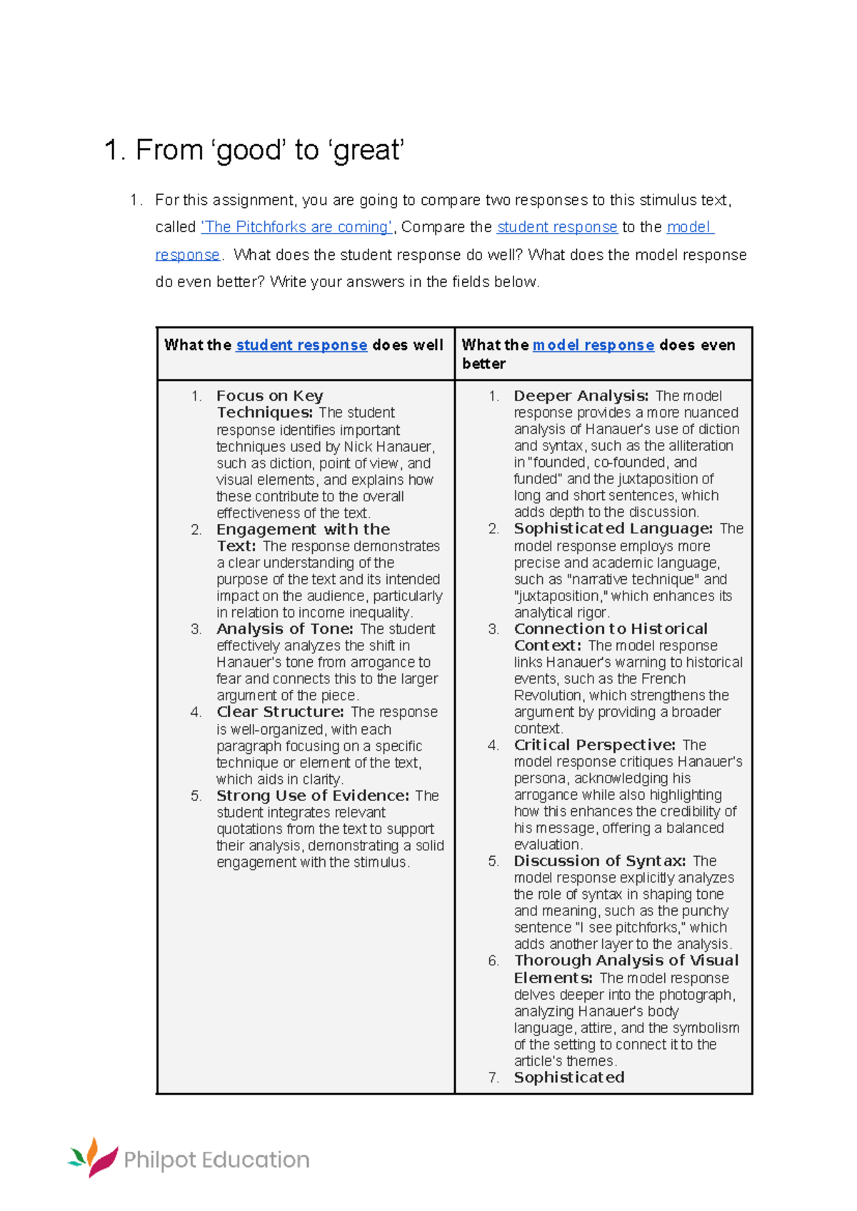 Copy of 1. From 'good' to 'great' - 1. From ‘good’ to ‘great’ 1. For ...