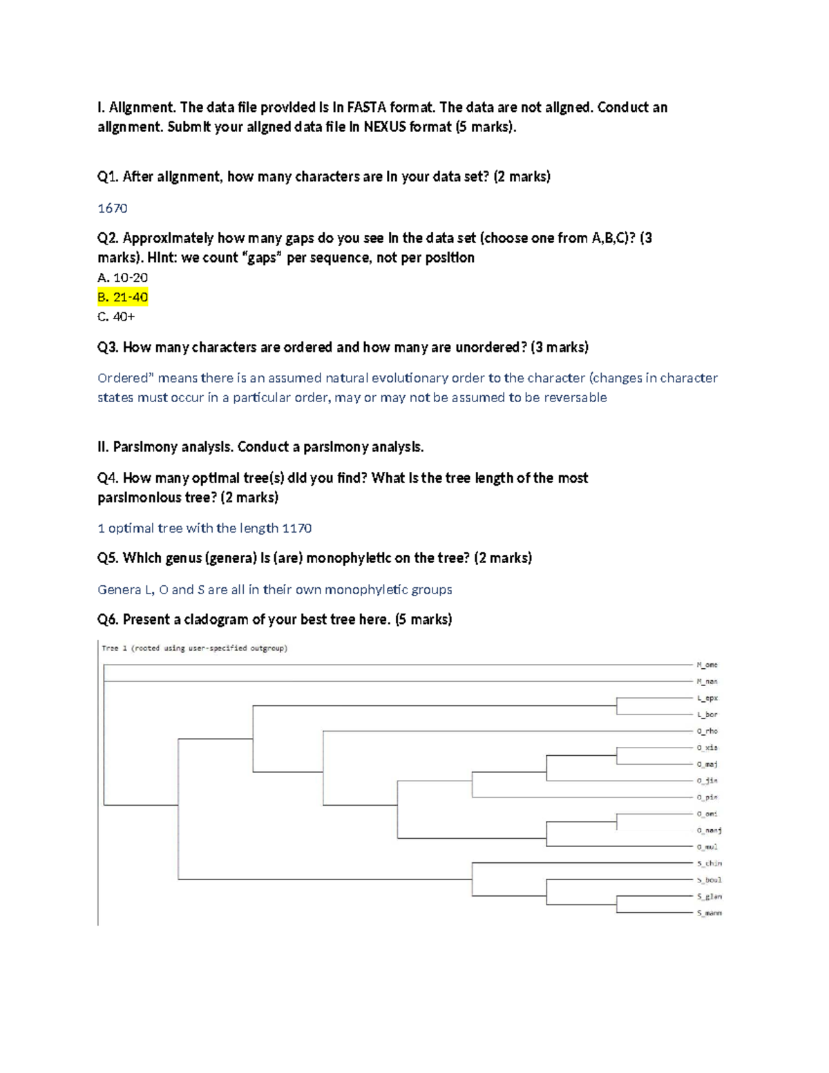 BIOL 202 - Alignment and Phylogenetic Analysis Assignment 2 - Studocu