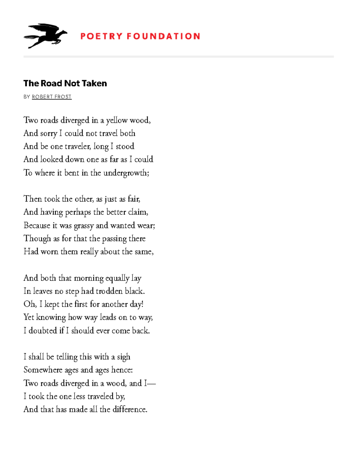 The Road Not Taken: Analysis of Robert Frost's Poem - Studocu