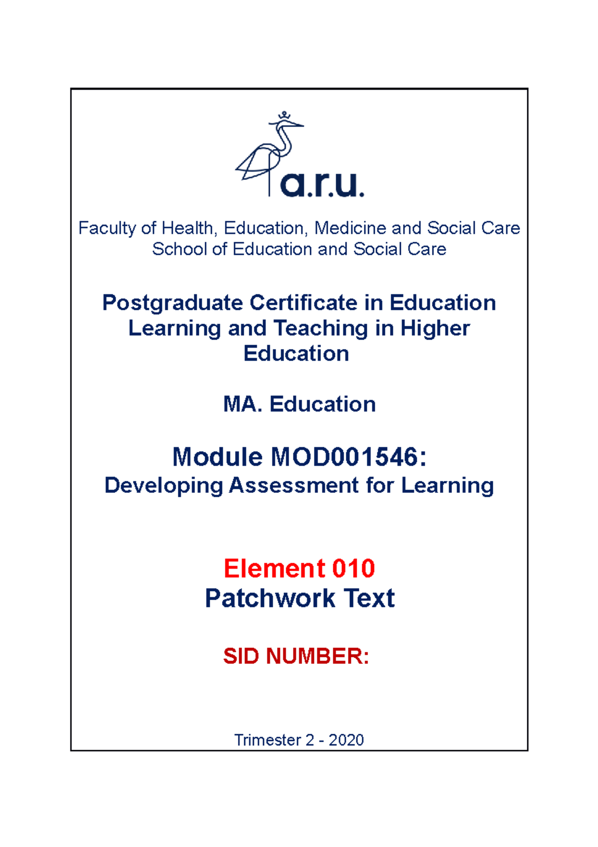 Element 010 Patchwork Text - Faculty of Health, Education, Medicine and ...