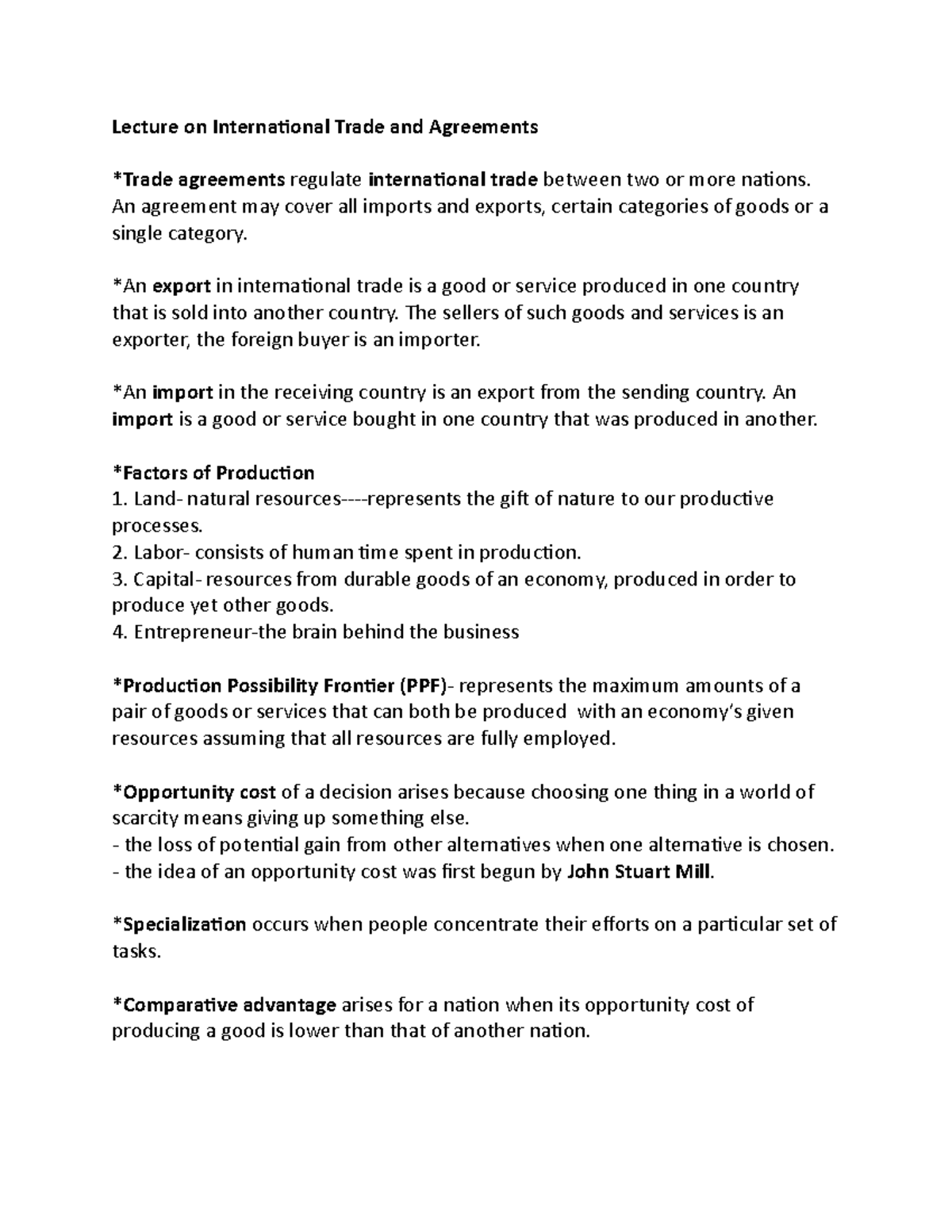 Lecture: International Trade and Agreements Overview - Studocu
