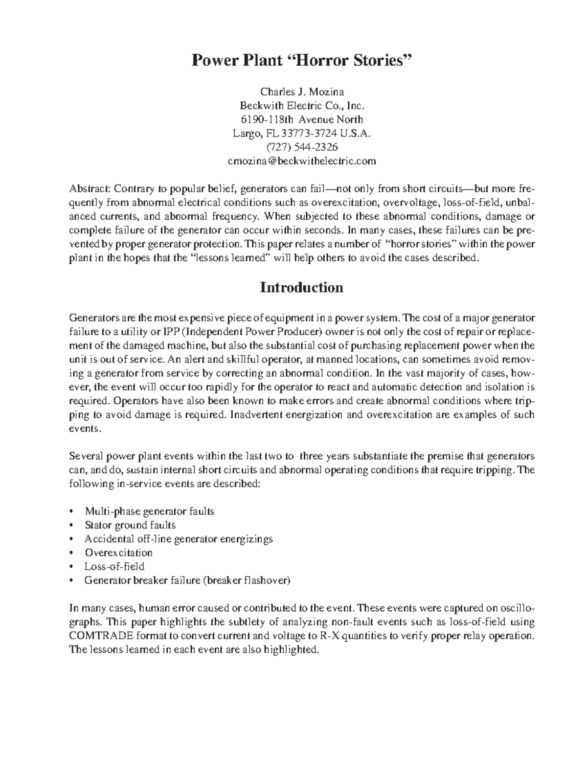 Power Plant Case Studies: Generator Protection Insights (ENGR 301) - Studocu