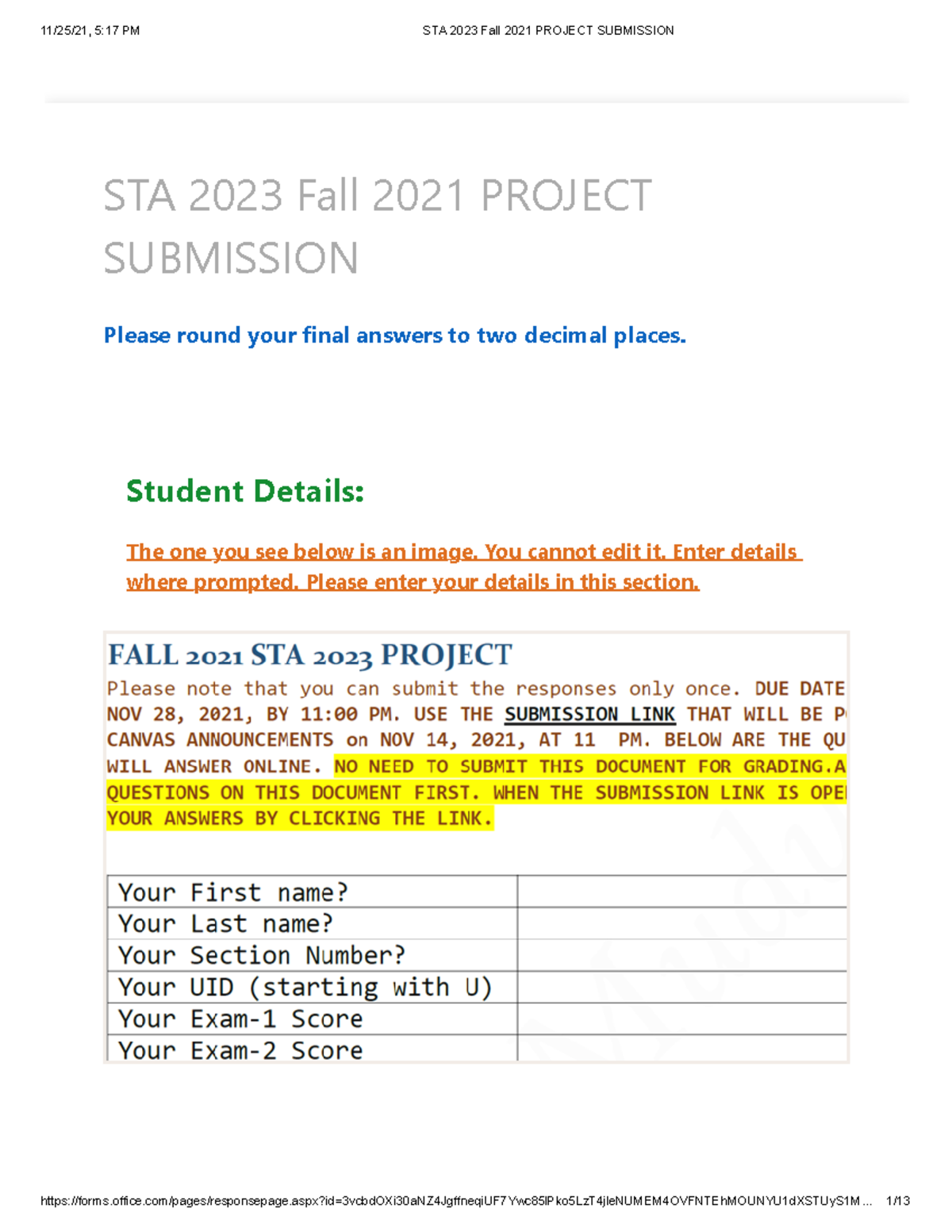 STA 2023 Fall 2021 Project Submission: Data Analysis and Scores - Studocu