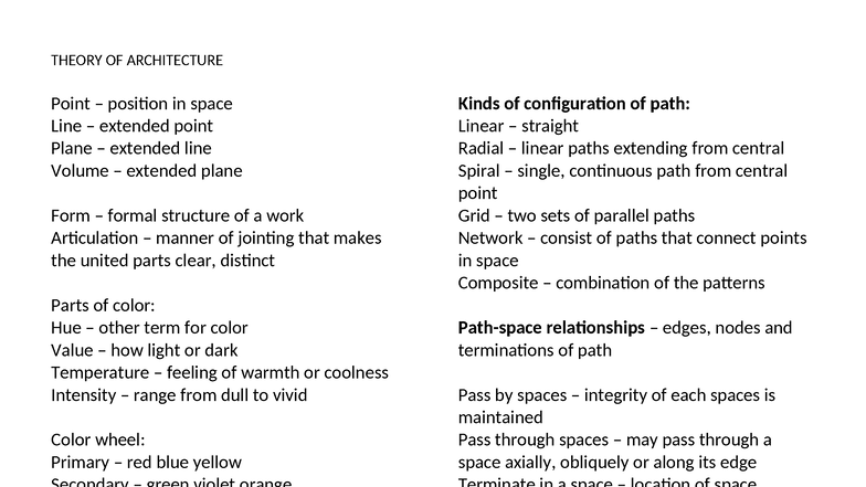 Theory Of Architecture Key Concepts And Design Principles Studocu