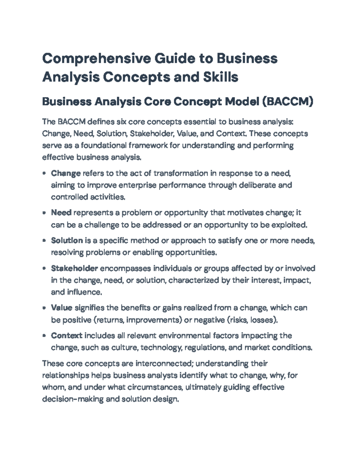 Comprehensive Guide to Business Analysis Concepts & Skills (BACCM ...