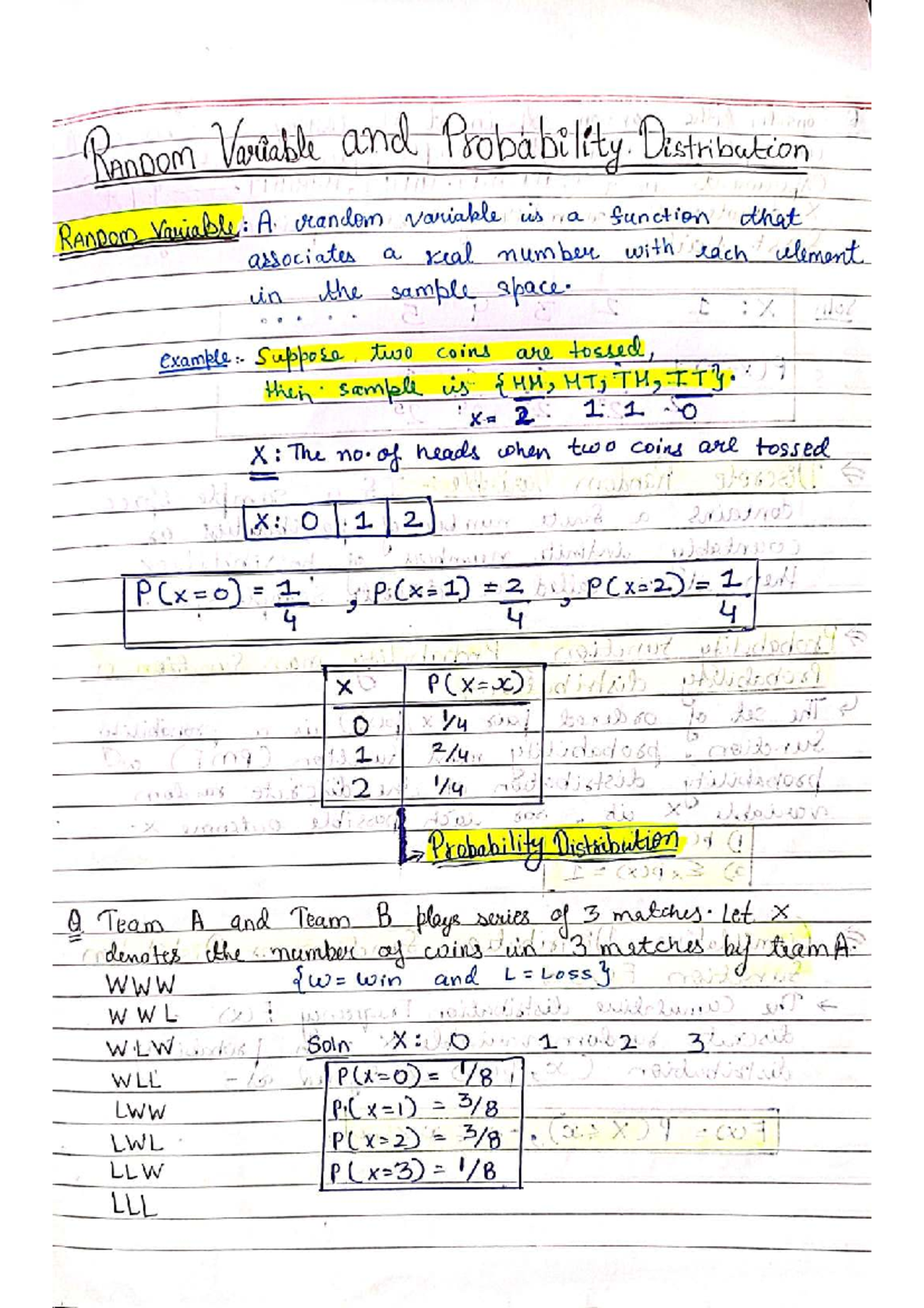 Maths Notes: CH-1 - Random Variables & Probability Distributions - Studocu