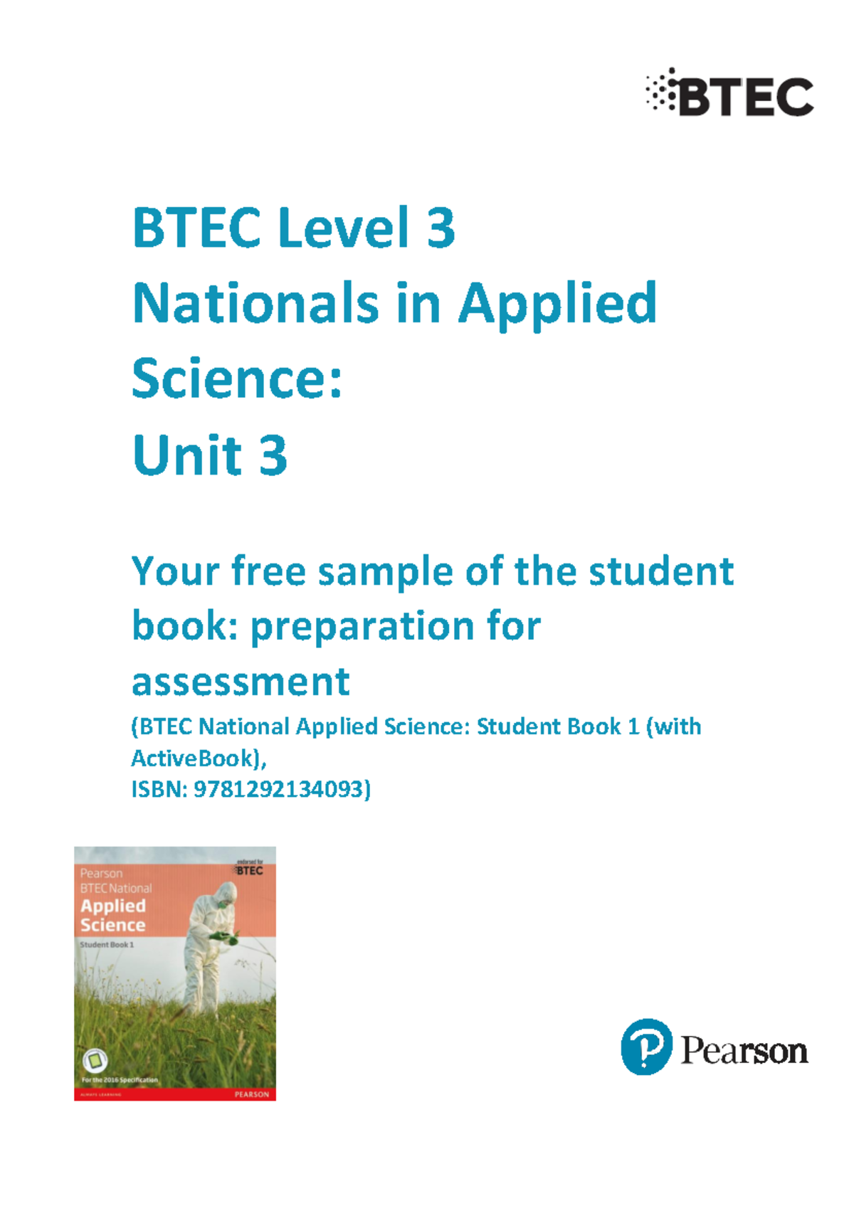 BTEC National Applied Science Unit 3: Sample Answers for Assessment ...