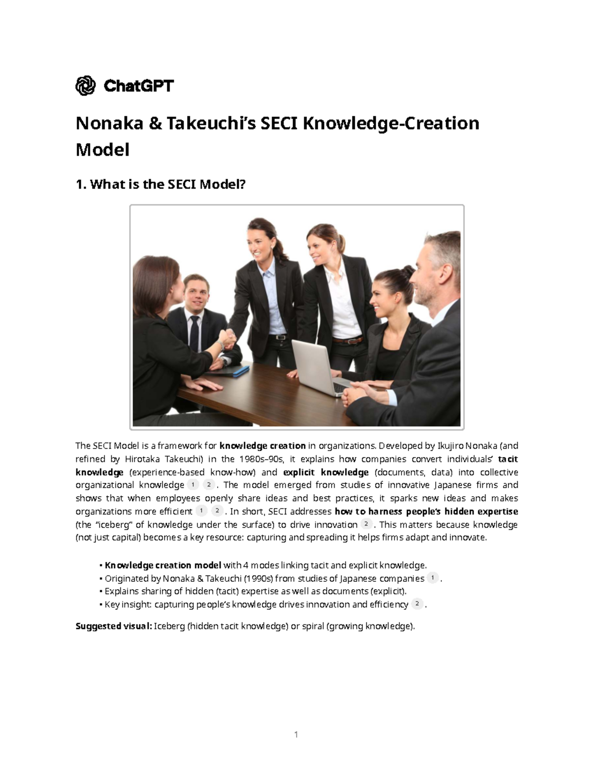 Nonaka & Takeuchi's SECI Knowledge-Creation Model Explained - Studocu