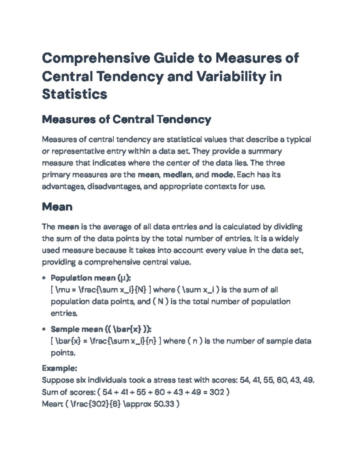 Comprehensive Statistics Guide: Central Tendency & Variability Analysis ...