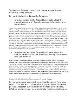 [Solved] As you learned in the module readings the Federal Reserve - Macroeconomics (ECO202 ...