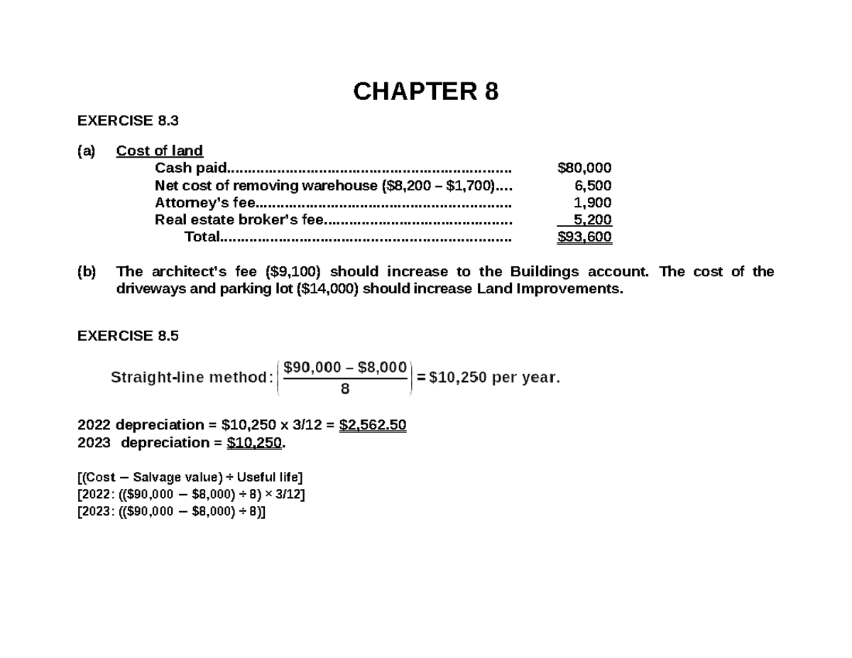 CHAPTER 8 & 9 SOLUTIONS: Exercises and Financial Analysis - Studocu