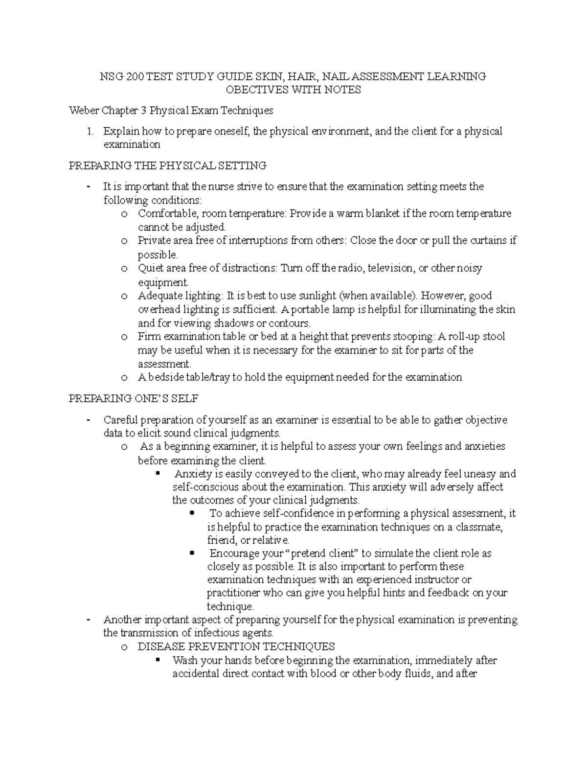 NSG 200 TEST 2 Study Guide: Skin, Hair, Nail Assessment Notes - Studocu