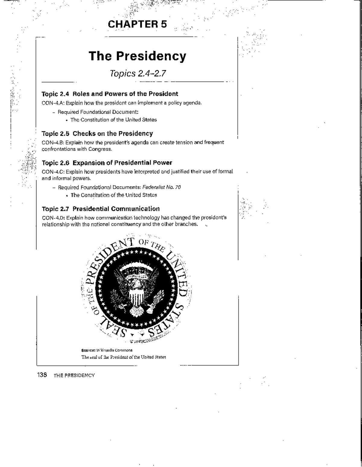 MATH101 Chapter 5: The Presidency - Roles, Powers, and Checks - Studocu