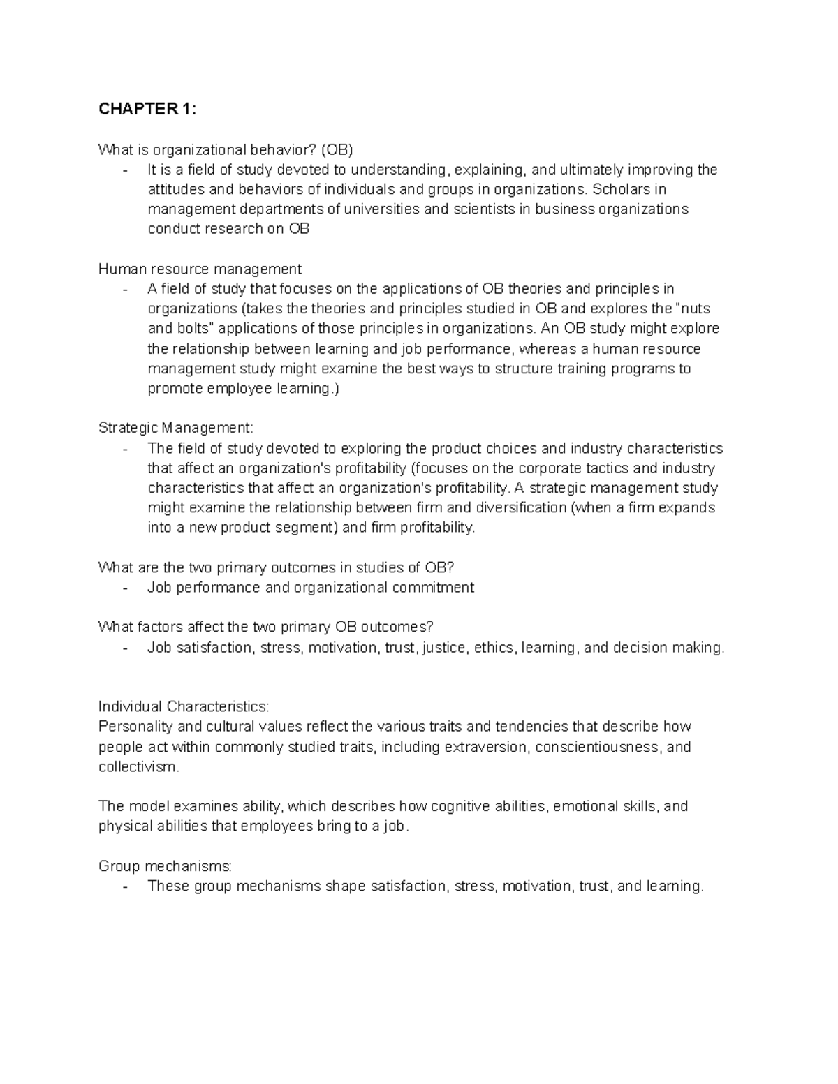 BA 350 Organizational Behavior: Key Concepts and Insights - Studocu