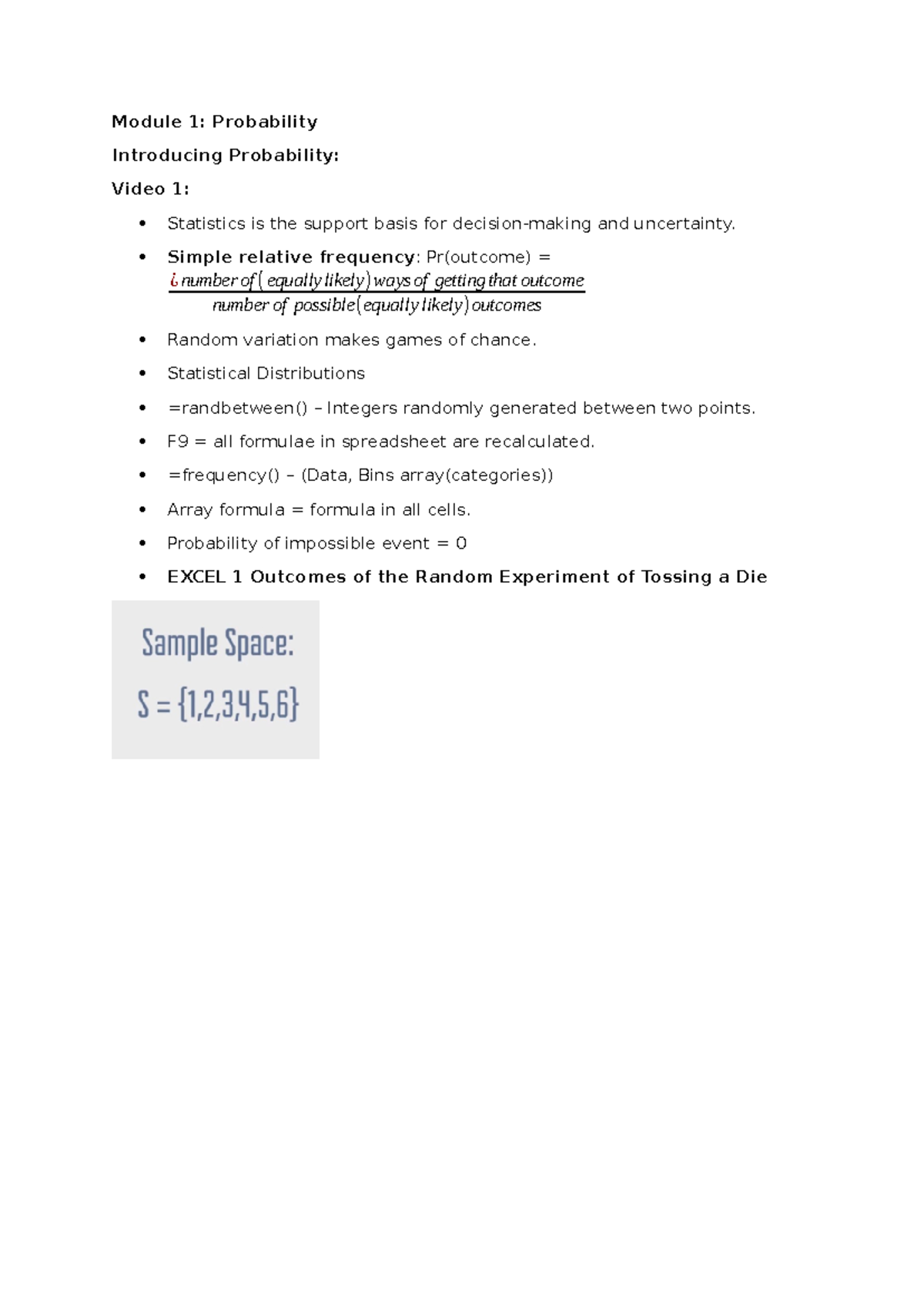 STA1000F: Introduction to Probability - Key Concepts and Formulas - Studocu