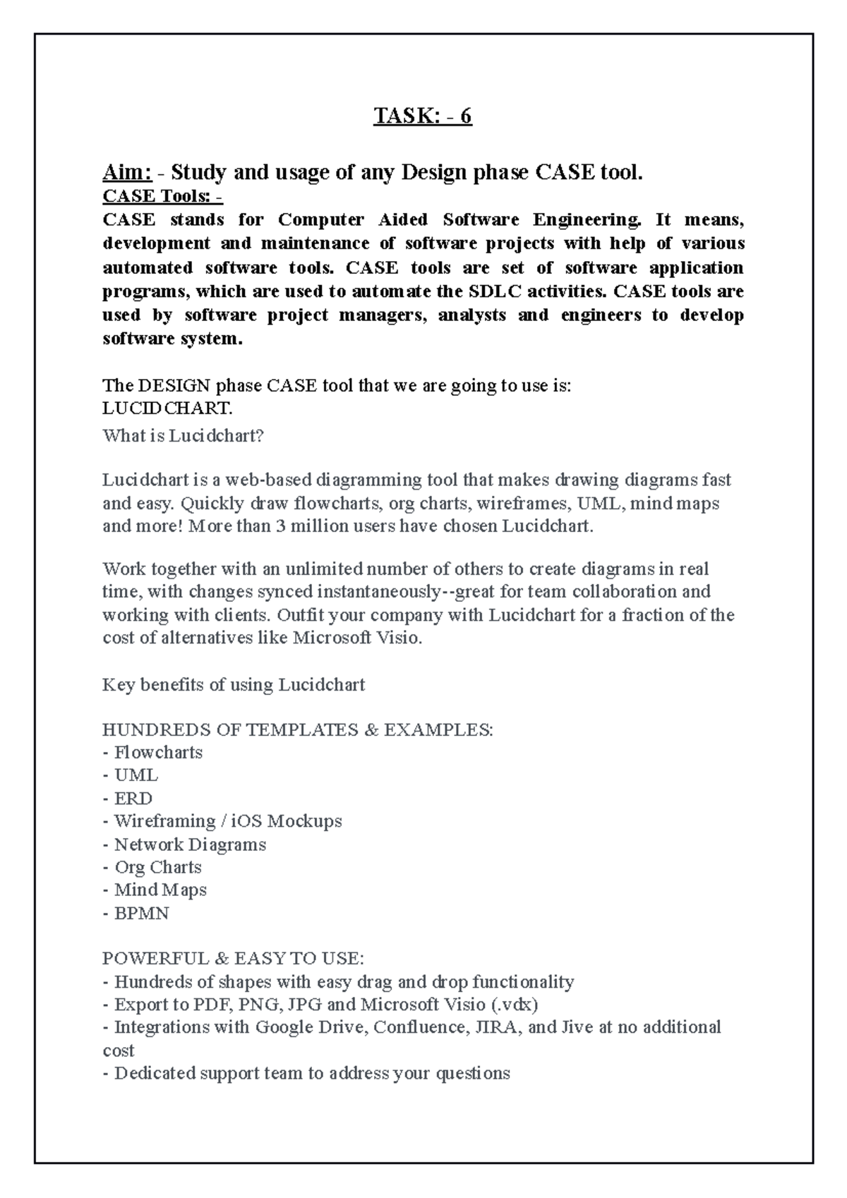 Practical 6 SE: Exploring Lucidchart as a Design Phase CASE Tool - Studocu