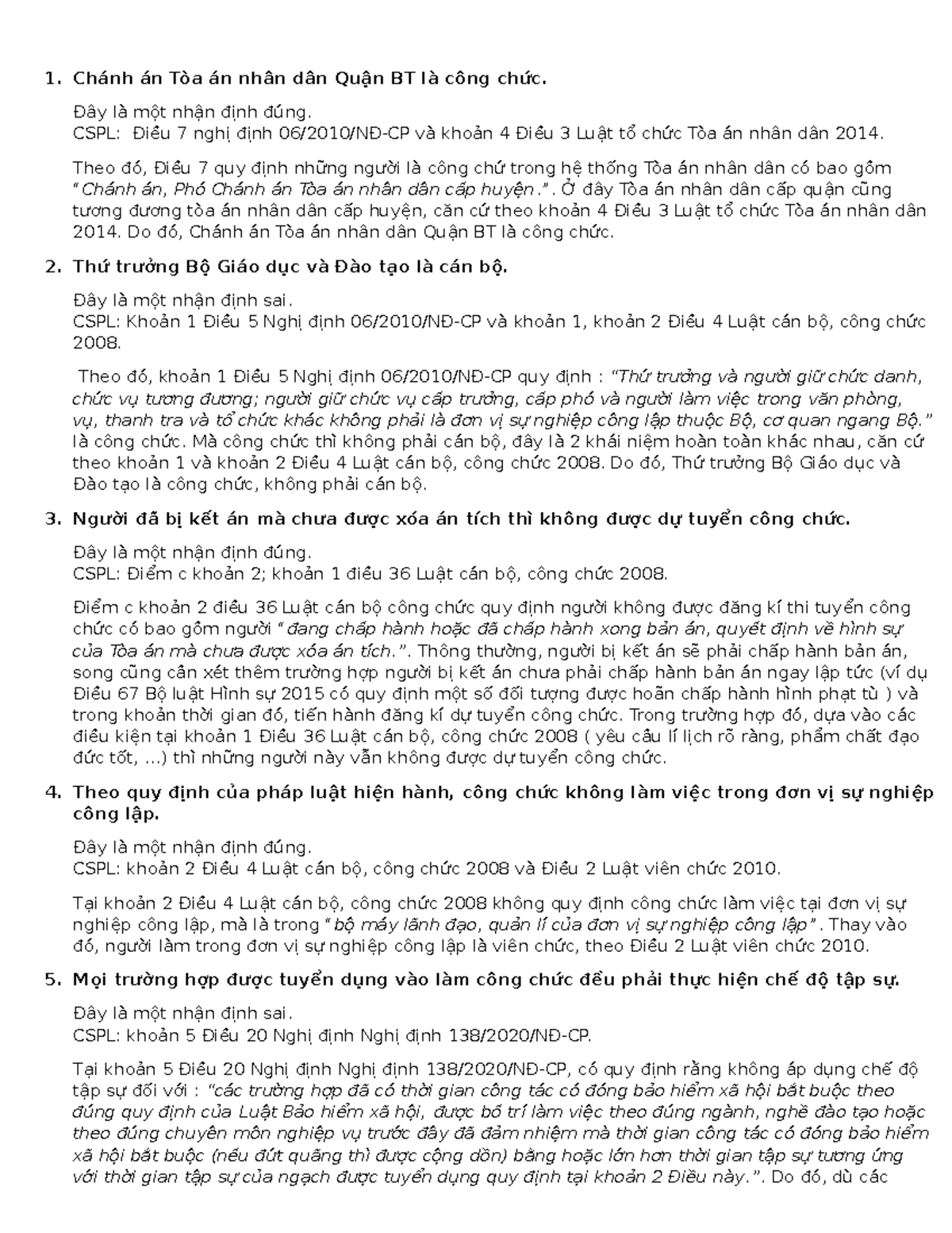 BT LHC - Phân tích và Đánh giá Quy định Liên quan đến Công chức - Studocu