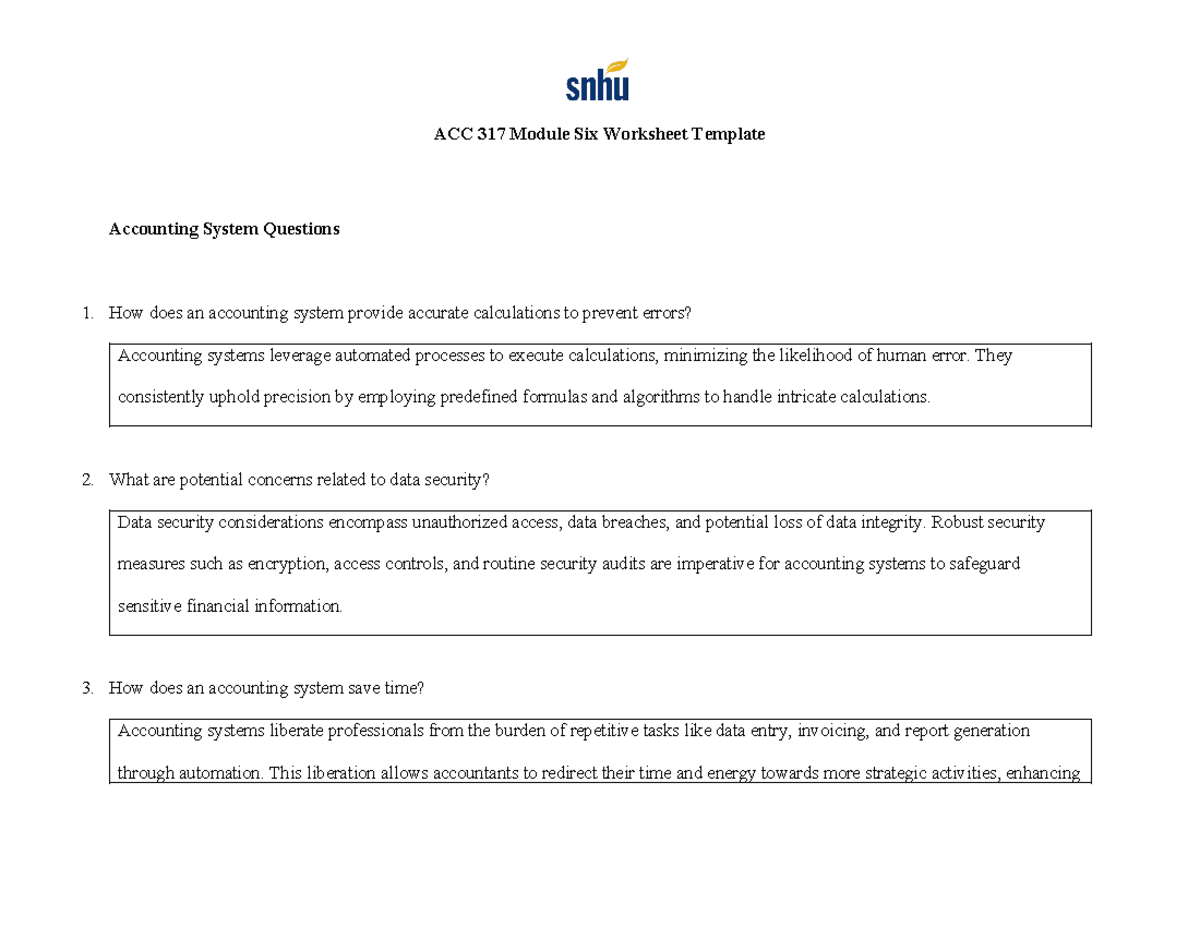 ACC 317 6-2 Worksheet: Financial Data Integrity Insights - Studocu