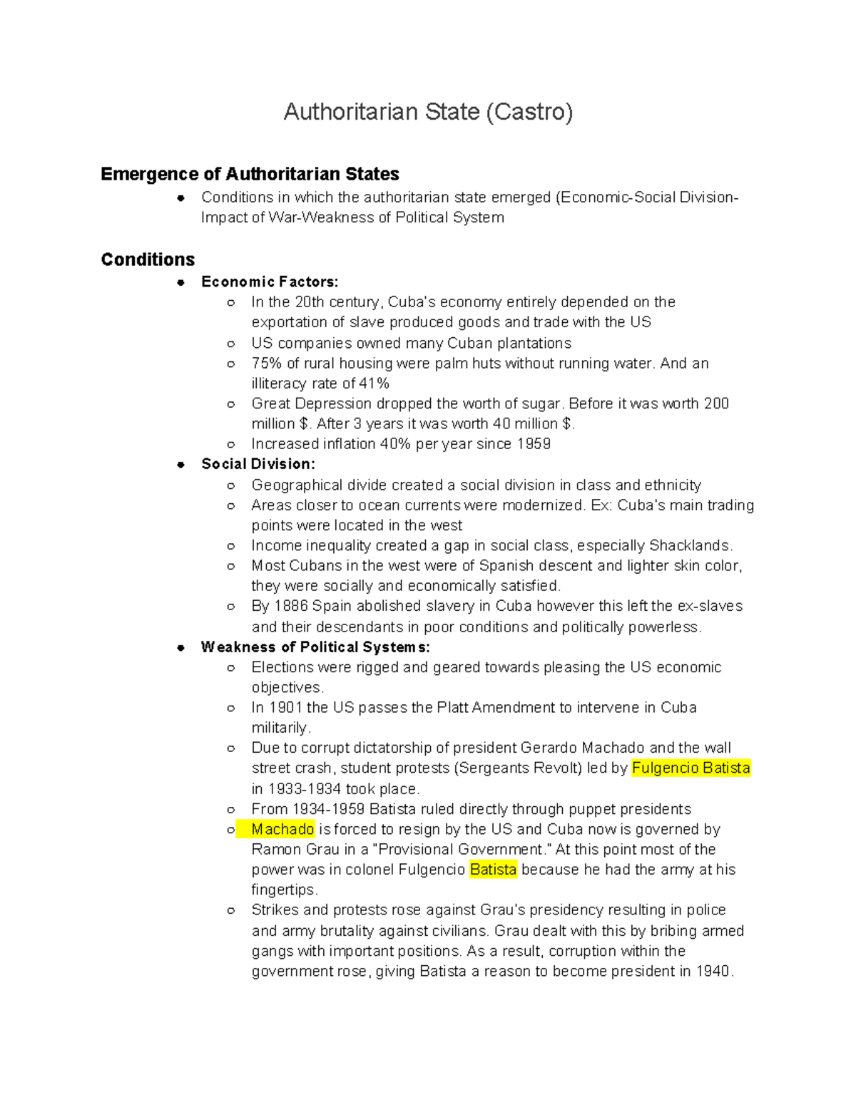 Cuba’s Authoritarian State under Castro: Causes and Methods of Control ...