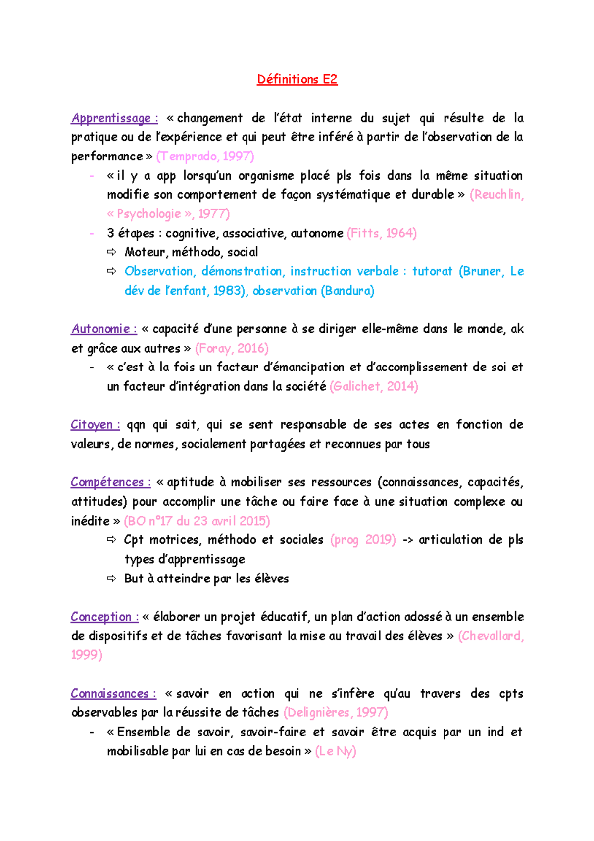 Définitions E2 - Concepts et Auteurs en Éducation et Apprentissage ...