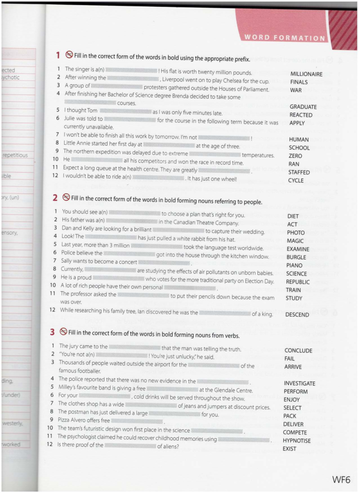 WORD FORMATION 1: Prefixes and Noun Formation Exercises WF6 - Studocu
