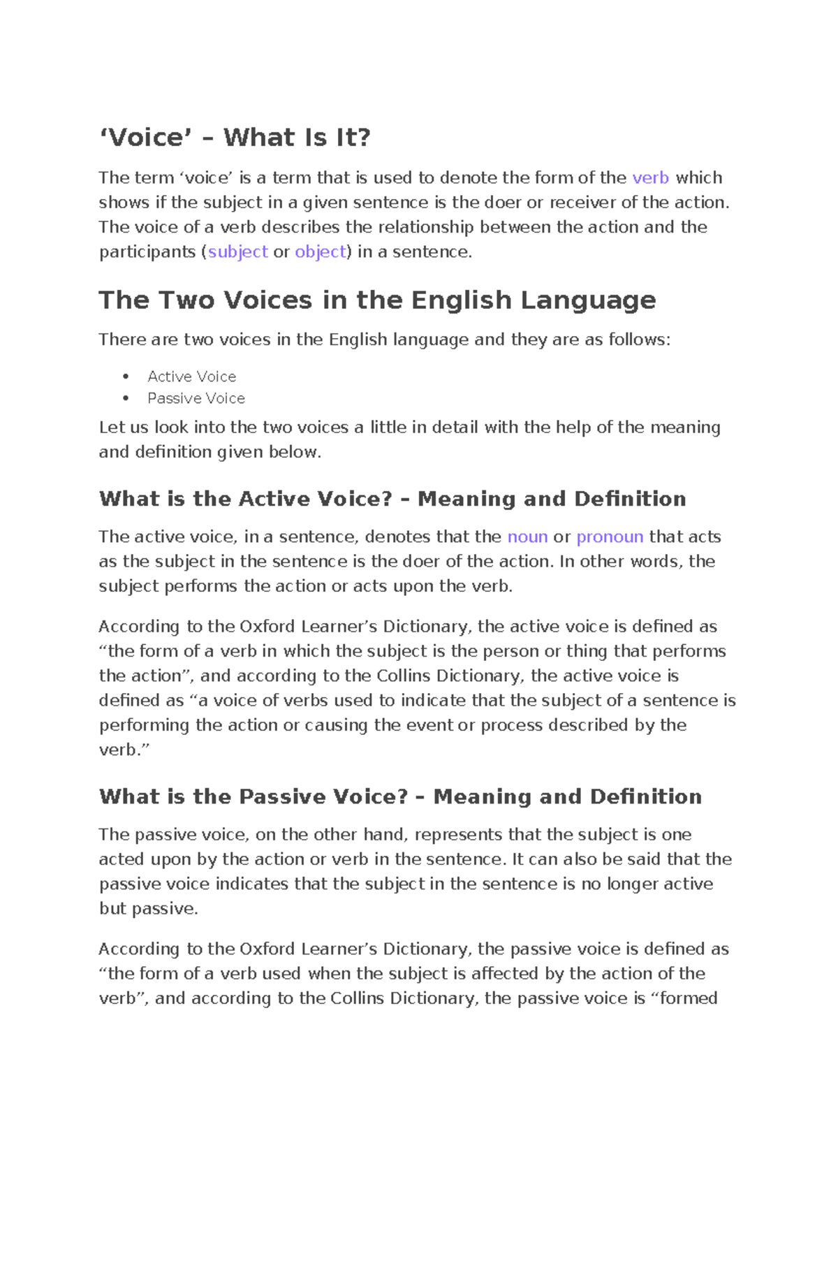 Voice - ‘Voice’ – What Is It? The term ‘voice’ is a term that is used ...
