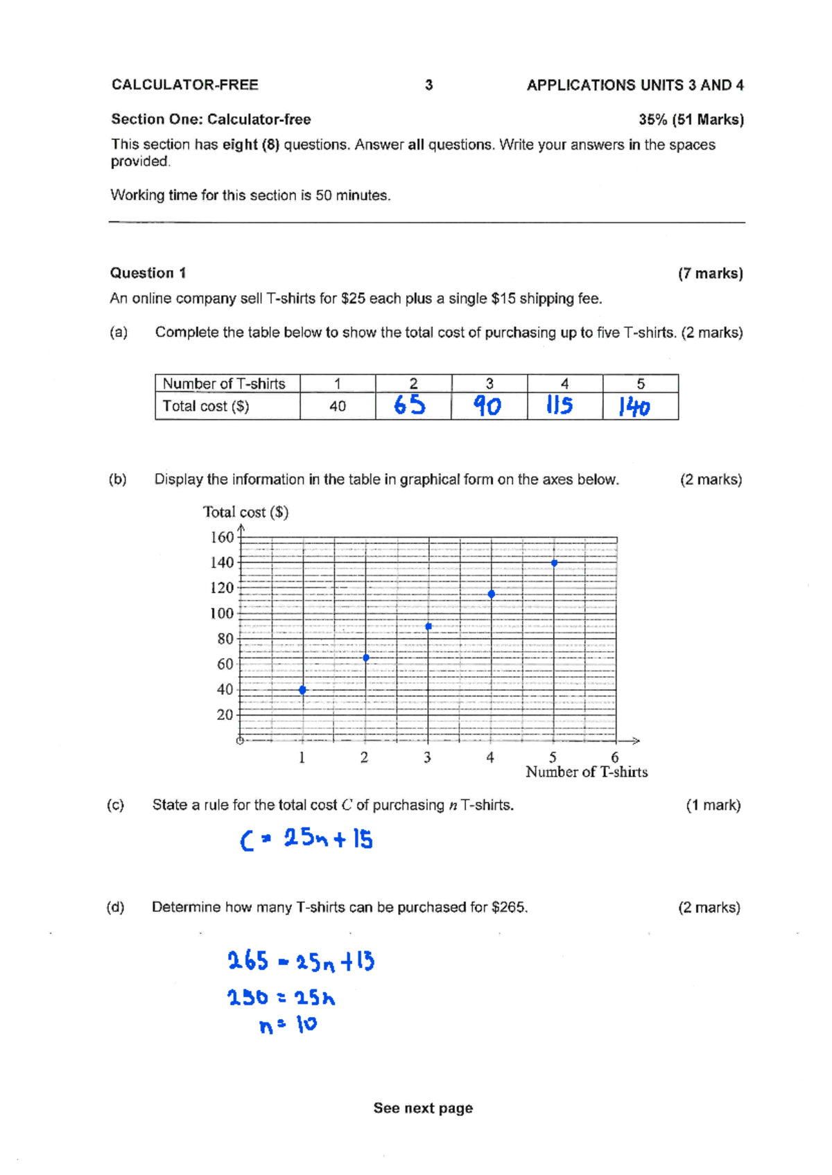 Calc Free Sequence Exercises - 3 APPLICATIONS UNITS 3 AND 4 Section One ...