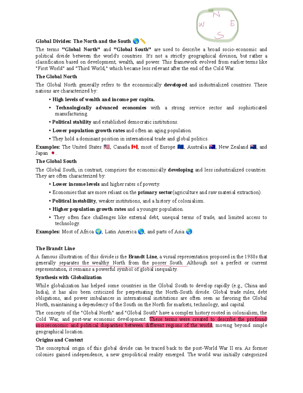 Global Divides: North vs. South - Midterm Lecture Notes 1 - Studocu