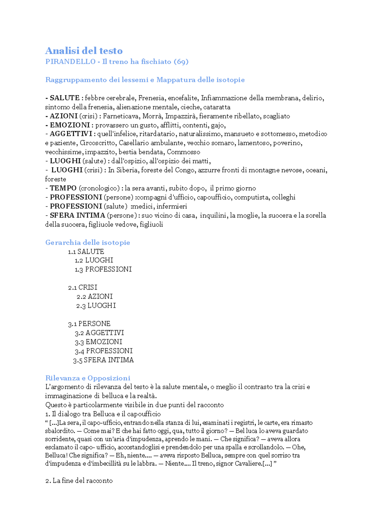 Analisi del testo PIRANDELLO: Il treno ha fischiato - Isotopie e Salute ...