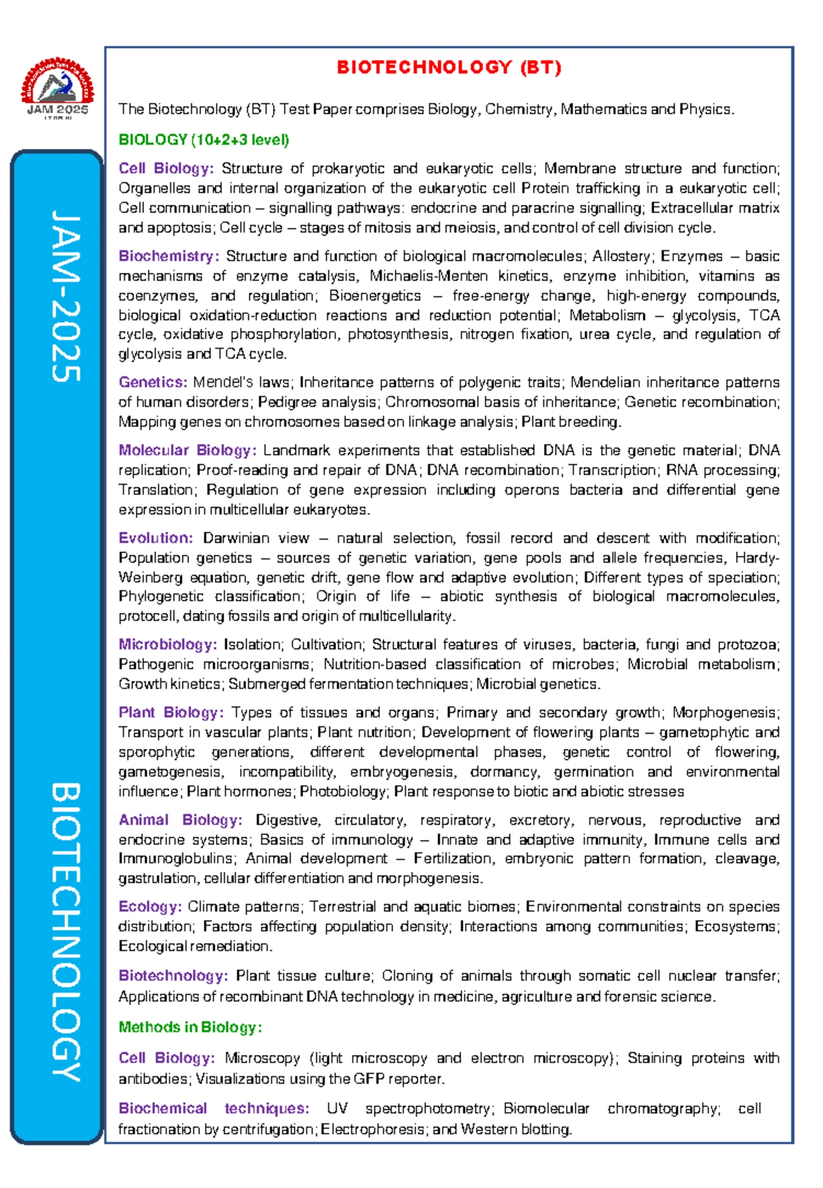 DBT-JRF BET 2021 Syllabus: Comprehensive Guide to Biotechnology Exam ...