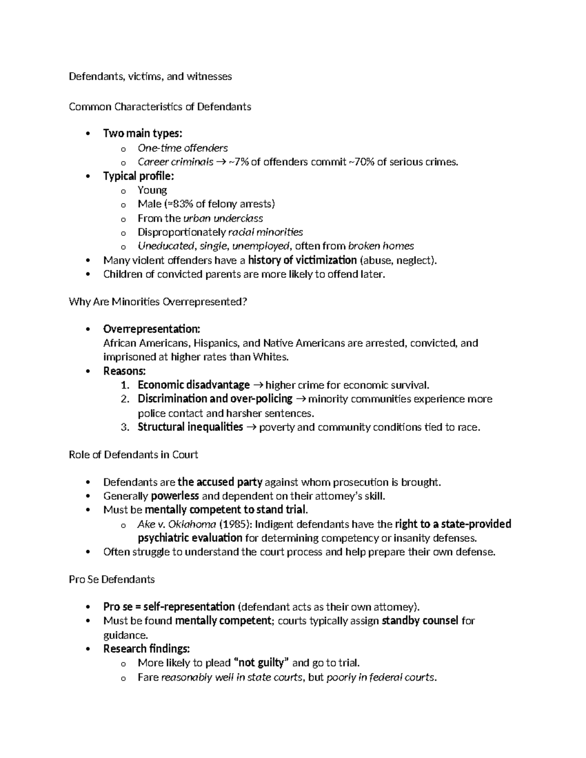 Defendants, Victims, and Witnesses: Common Traits and Court Challenges ...