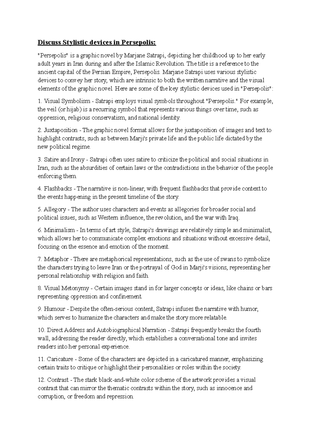 Analysis of Stylistic Devices, Characterization, and Themes in ...