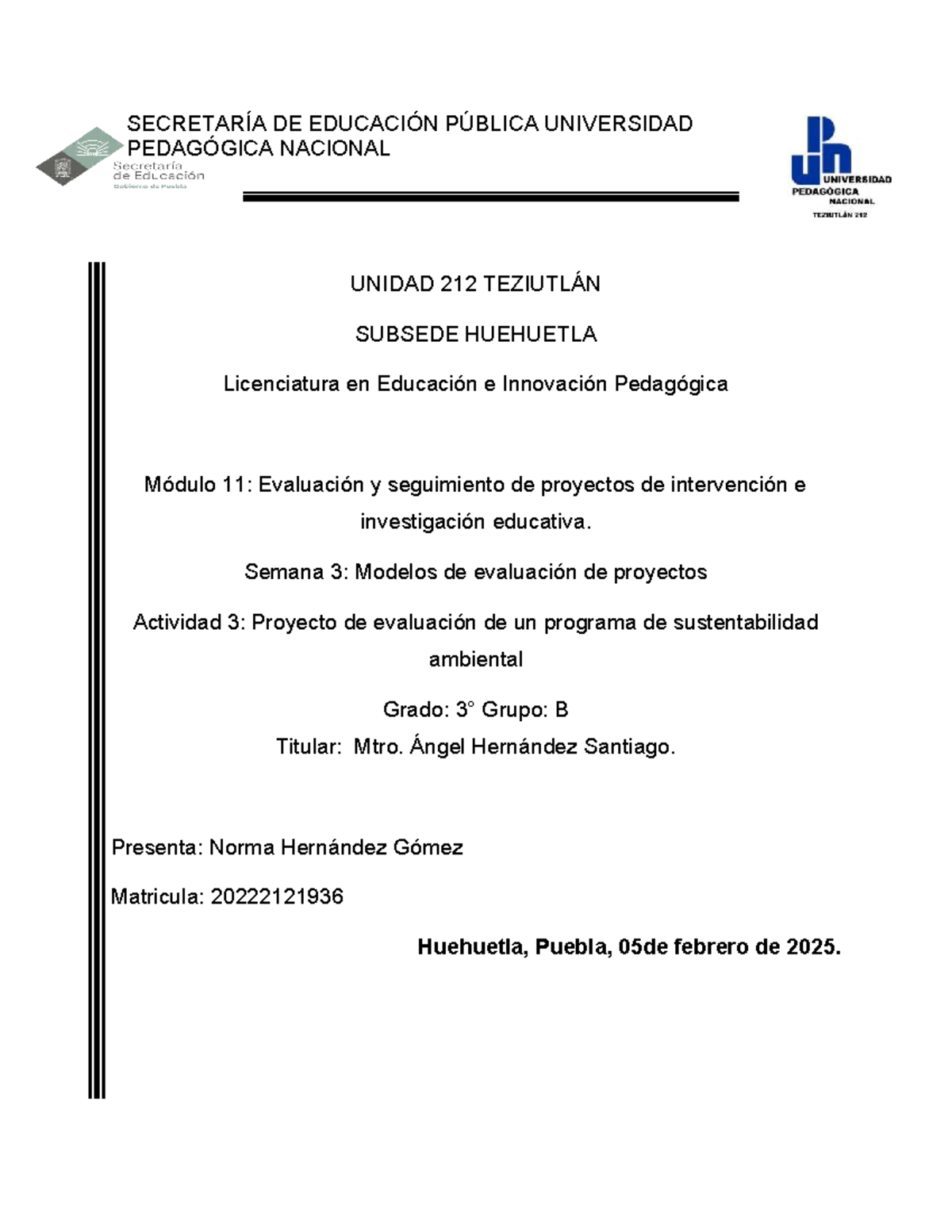 Evaluación de Proyectos de Sustentabilidad Ambiental - Módulo 11 - Studocu