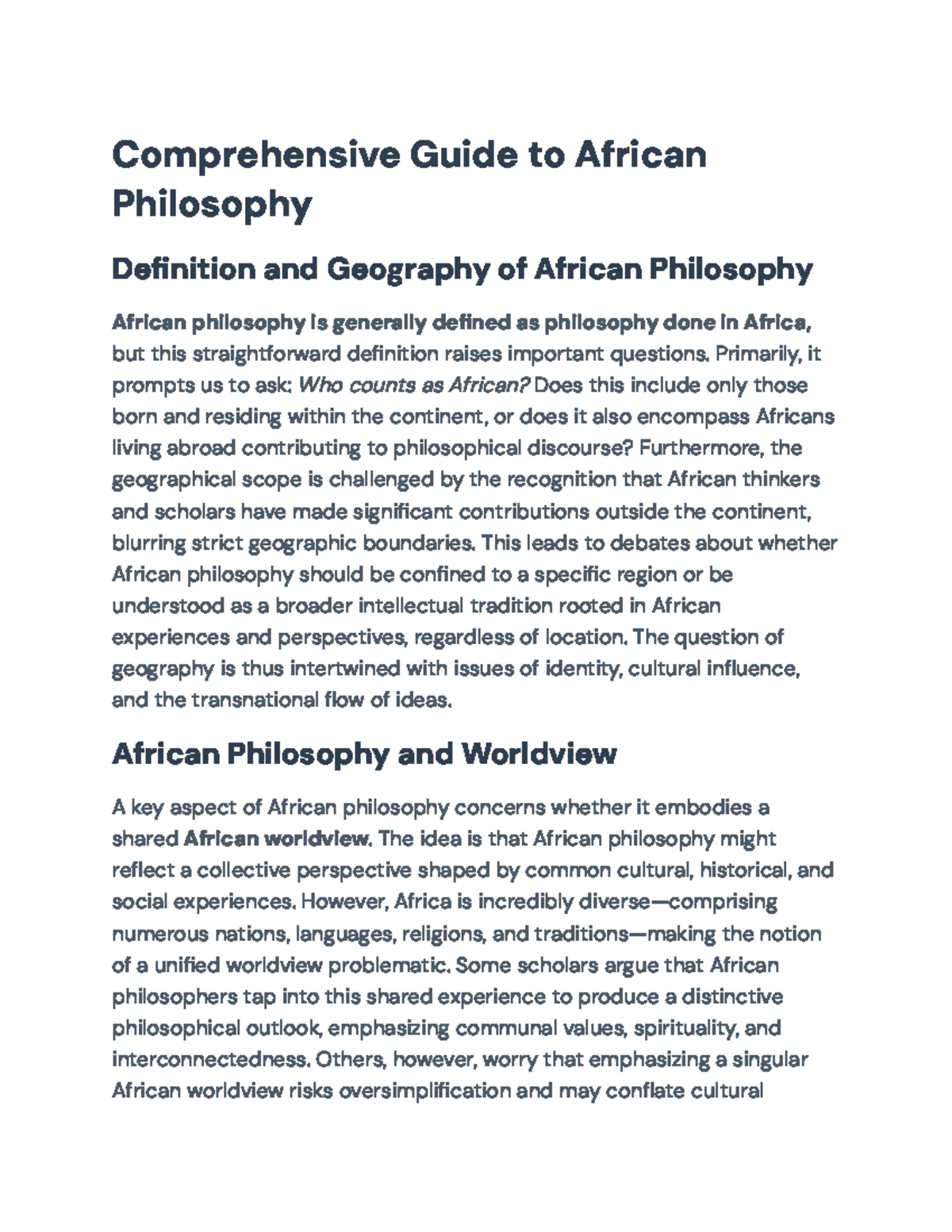 Comprehensive Guide to African Philosophy: Key Themes and Debates - Studocu
